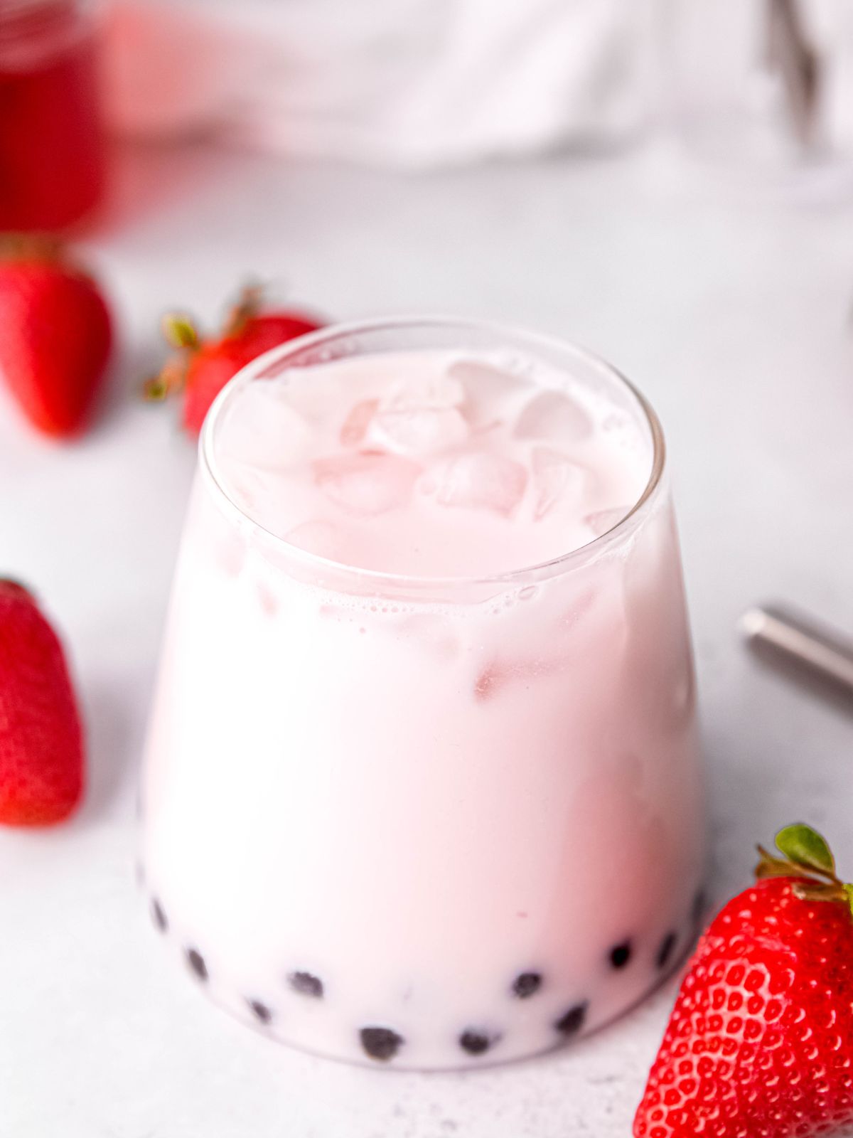 Easy Strawberry Milk Tea With Chewy Boba Pearls The Oregon Dietitian
