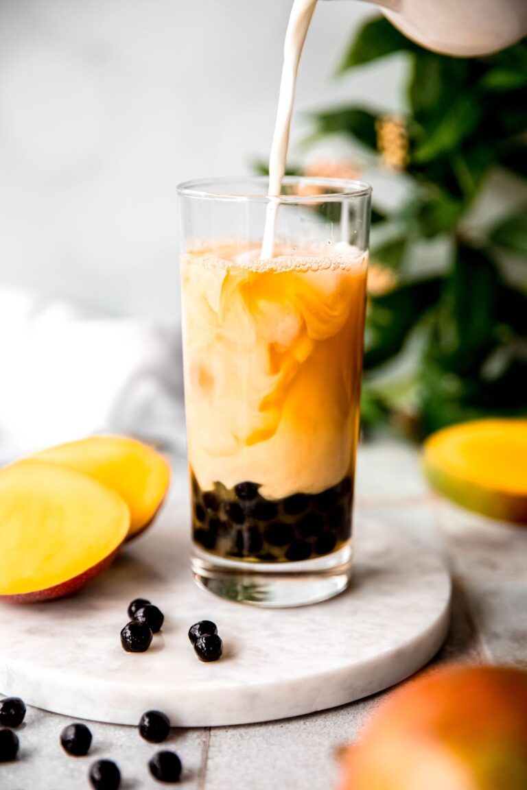 Easy Mango Milk Tea (Mango Boba Tea) - The Oregon Dietitian