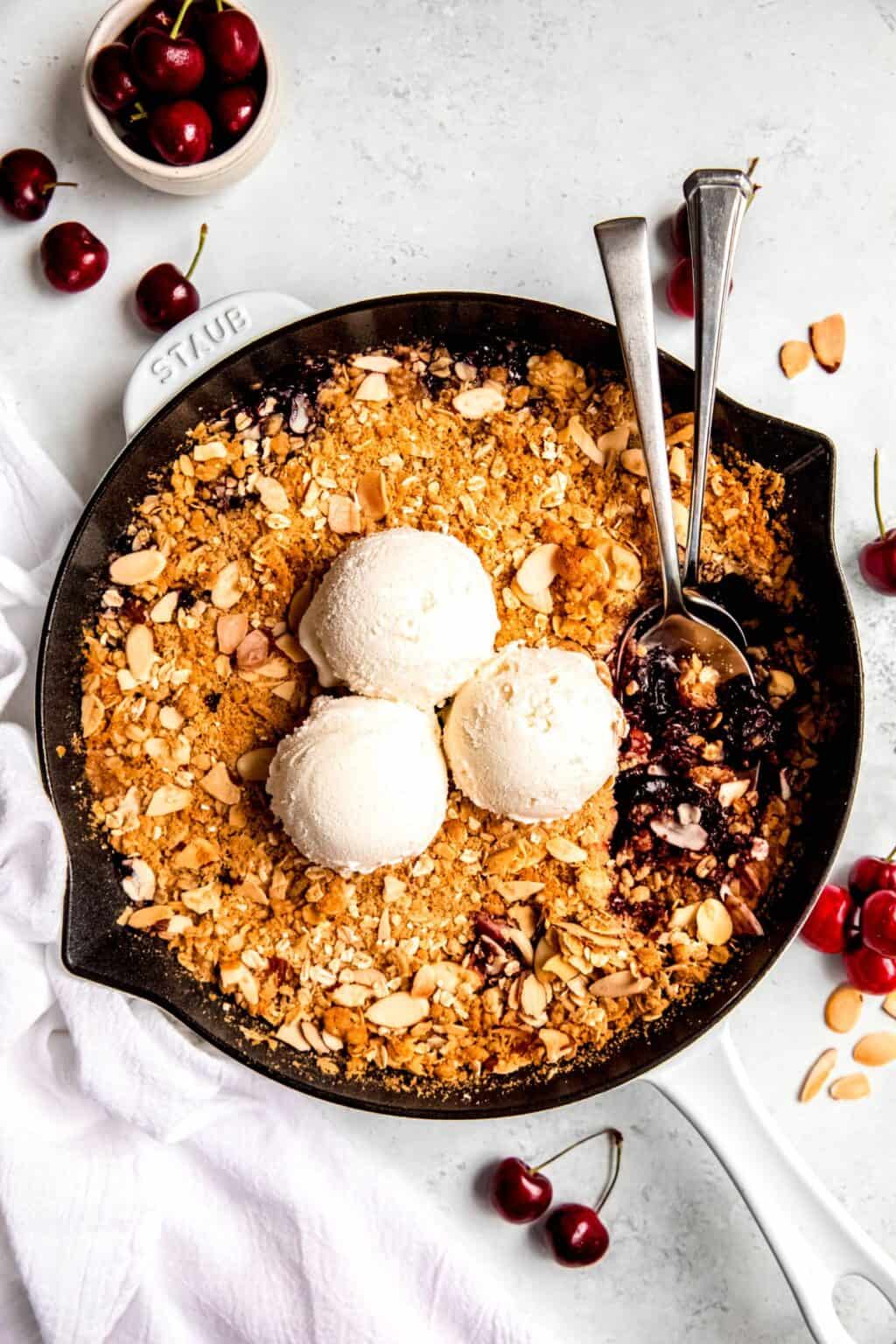 Fresh Cherry Crisp (with Almond Topping) - The Oregon Dietitian
