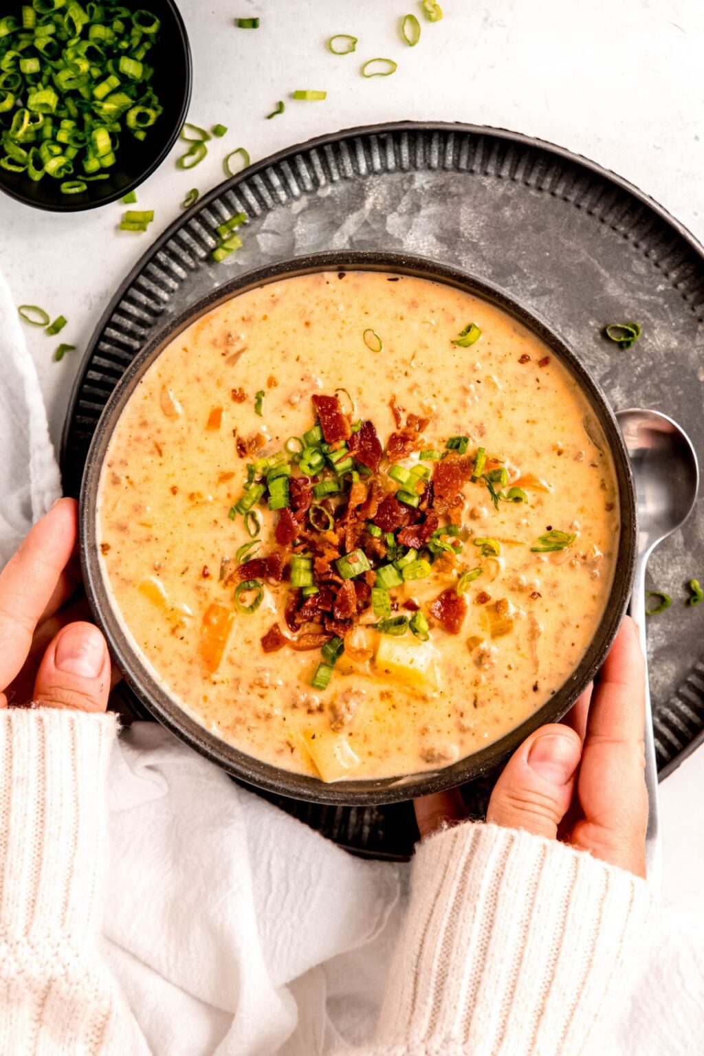 Creamy Cheeseburger Soup - The Oregon Dietitian